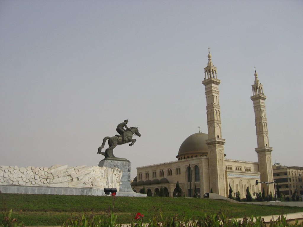 Equestrian statue of Bassel al-Assad in Aleppo Syria