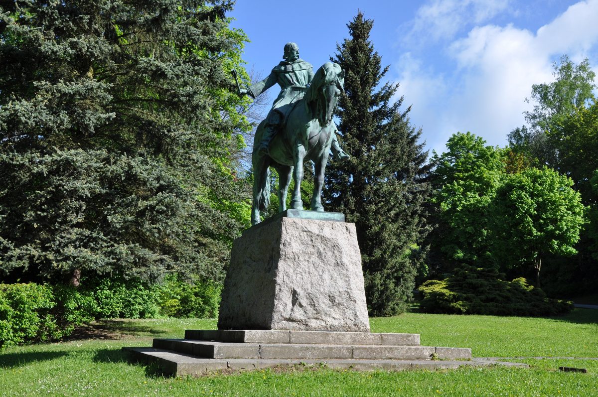 Equestrian statue of Jan Zizka in Pribyslav Czech Republic