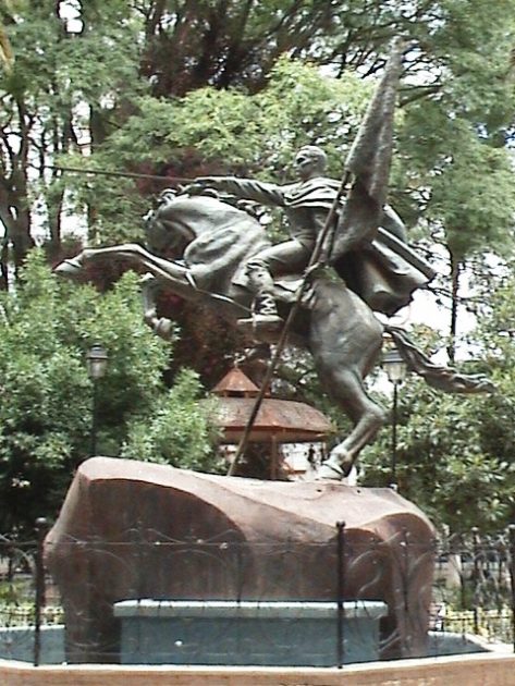 Equestrian statue of Esteban Arze in Tarata Bolivia