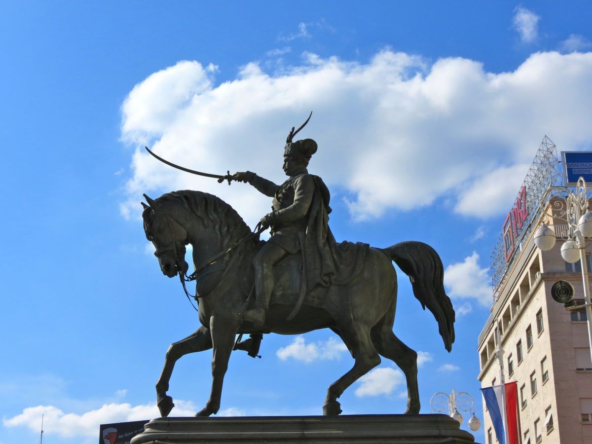 Equestrian statue of Ban Josip Jelacic in Zagreb Croatia