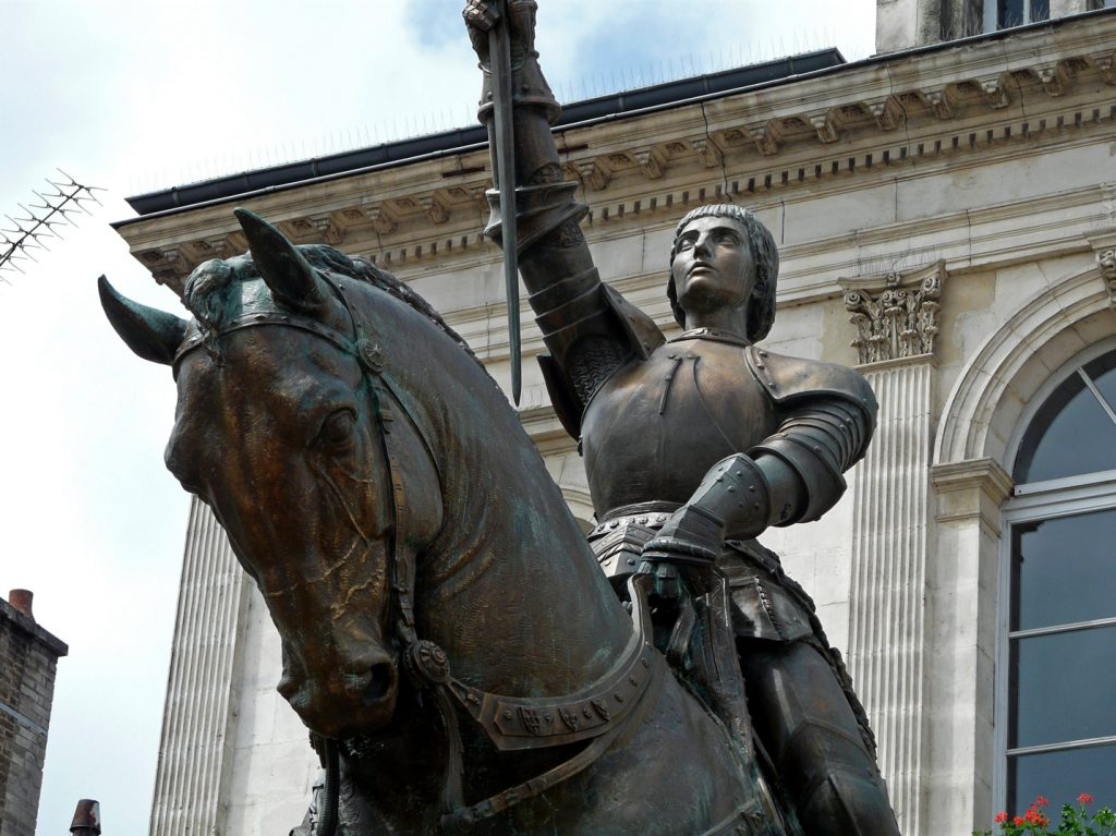 Equestrian statue of Jeanne d'Arc in Vaucouleur France