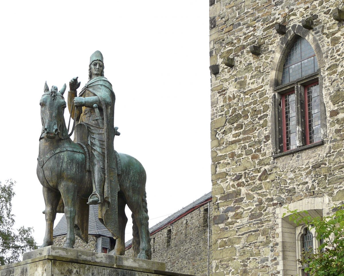 Equestrian statue of Graf von Berg Engelbert II in Solingen Germany