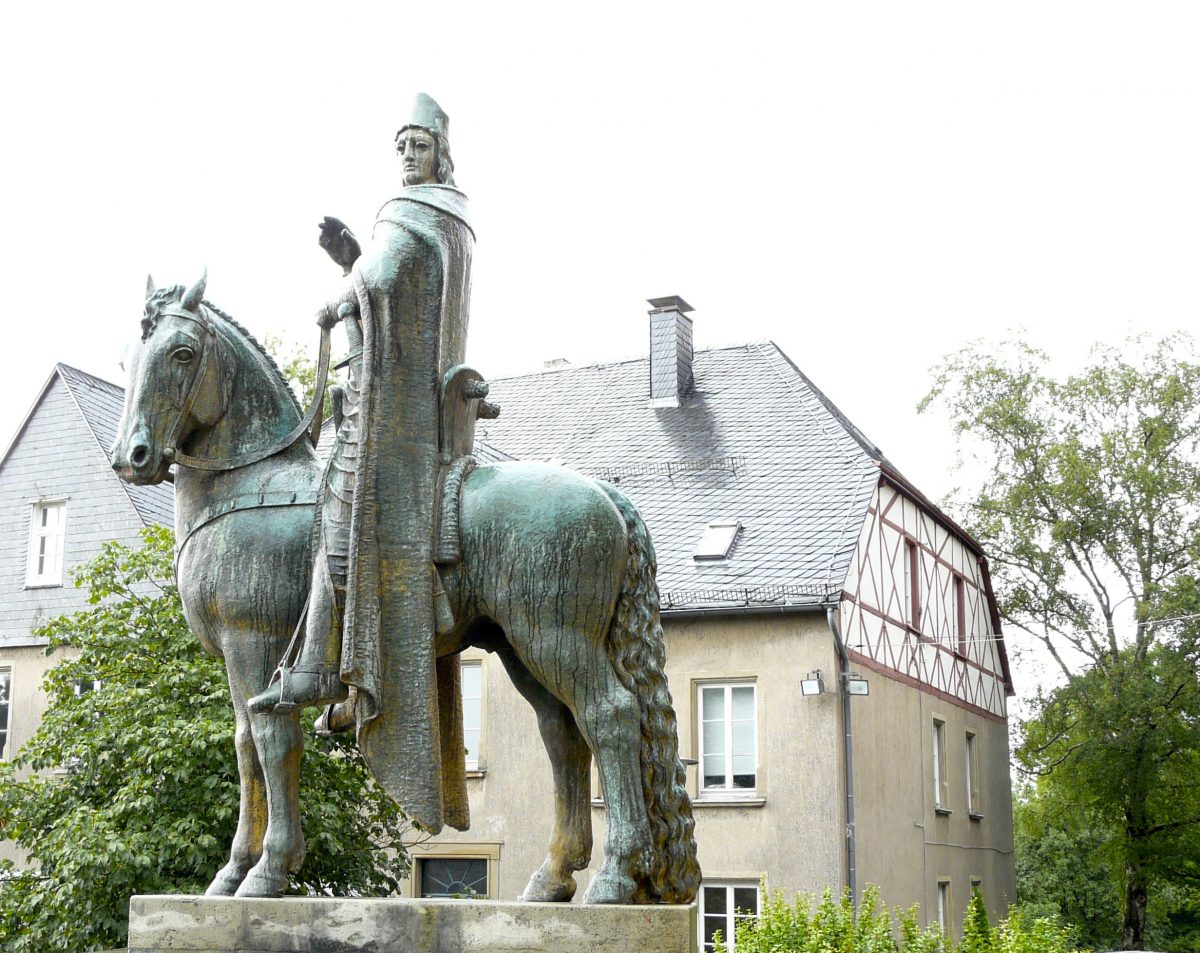 Equestrian statue of Graf von Berg Engelbert II in Solingen Germany