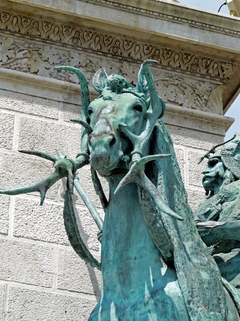 Equestrian statue of Huba in Budapest Hungary