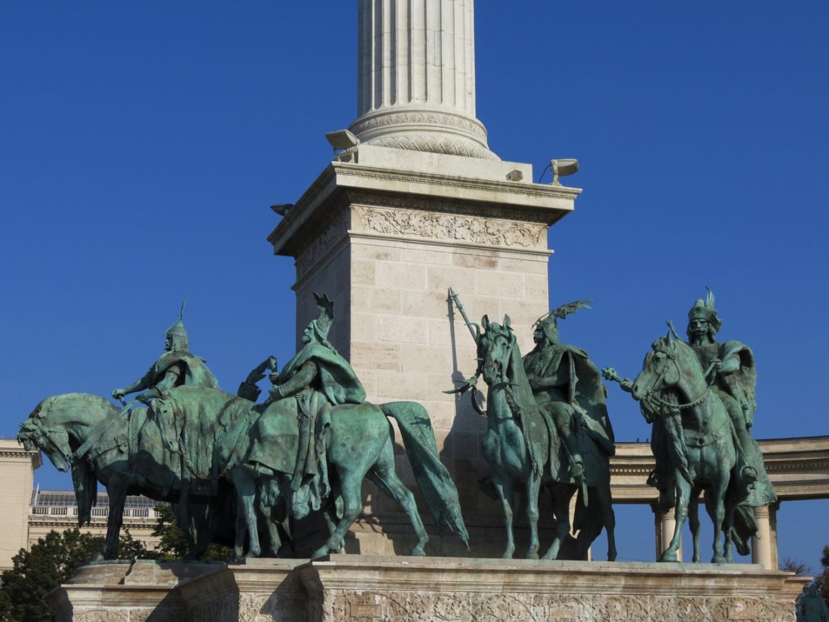 Equestrian statue of Huba in Budapest Hungary