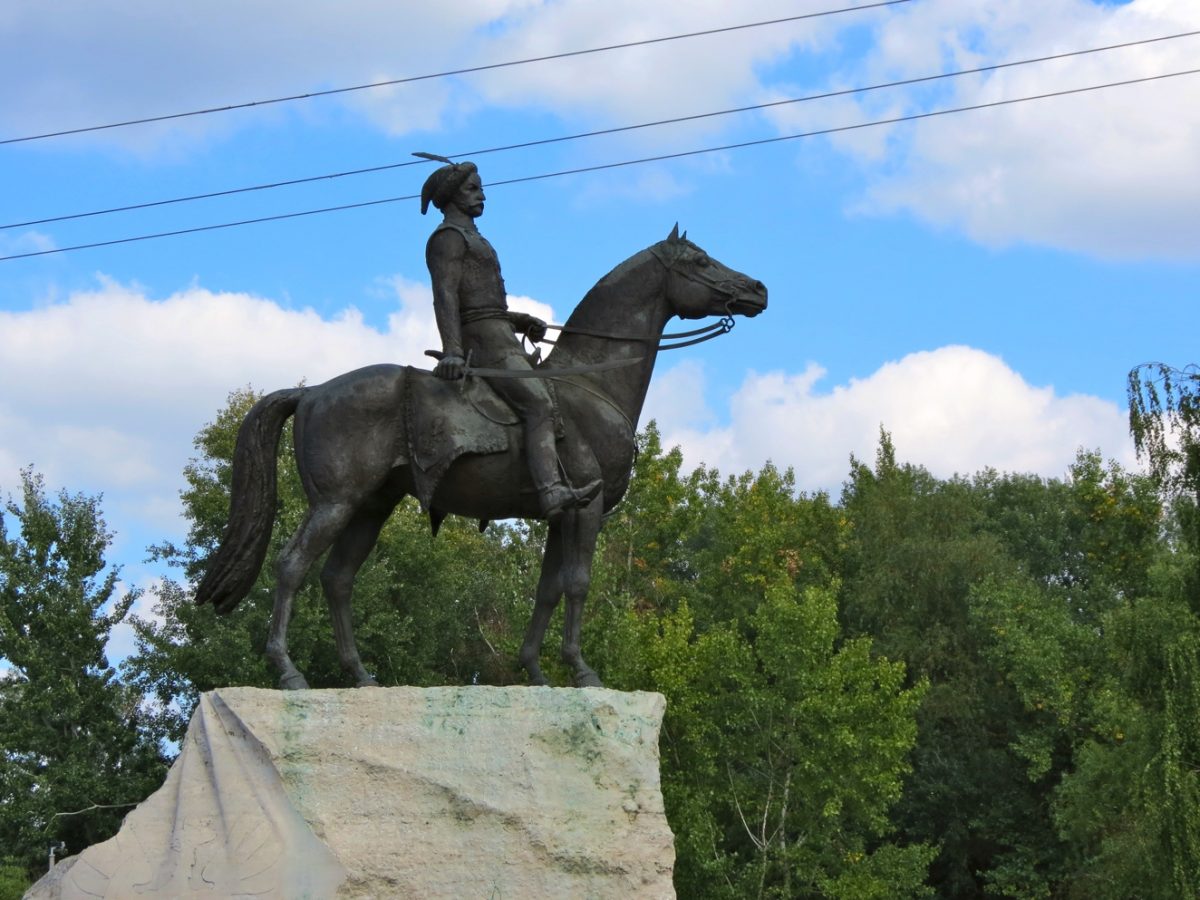 Equestrian statue of Albert Kiss in Tokaj Hungary