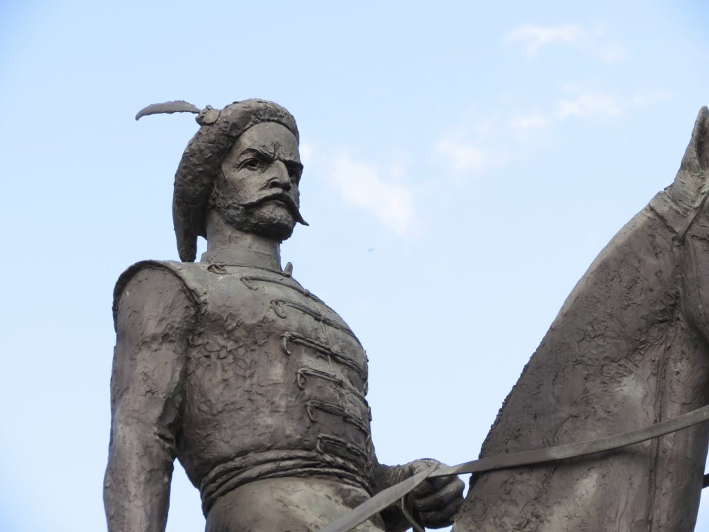Equestrian statue of Albert Kiss in Tokaj Hungary