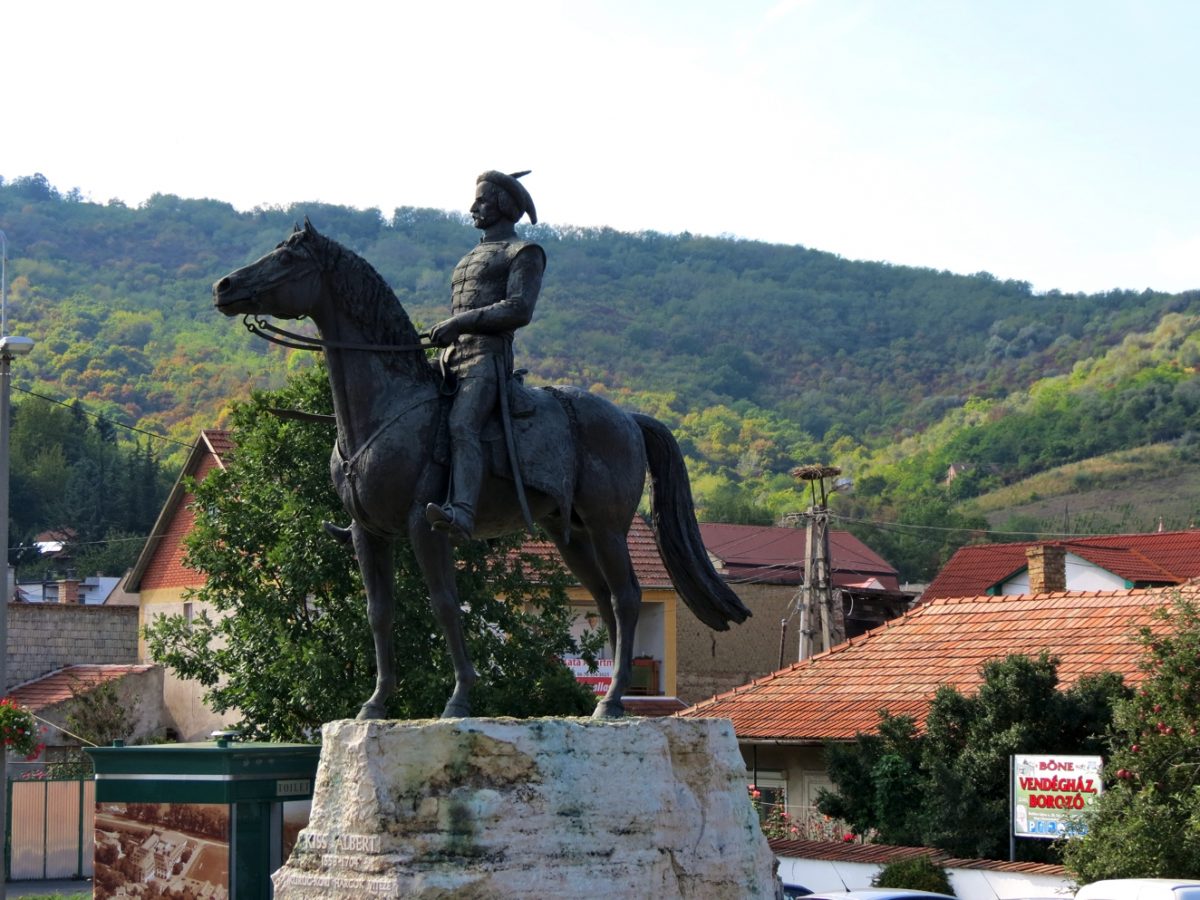 Equestrian statue of Albert Kiss in Tokaj Hungary