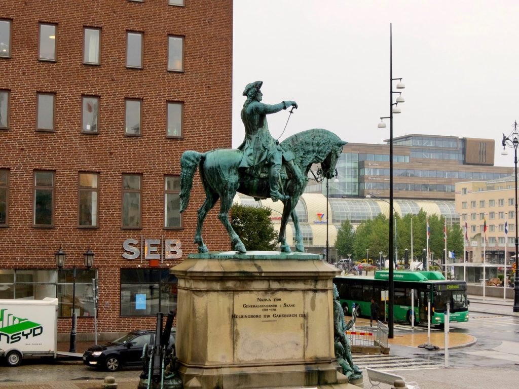 Equestrian statue of Magnus Stenbock in Helsingborg Sweden