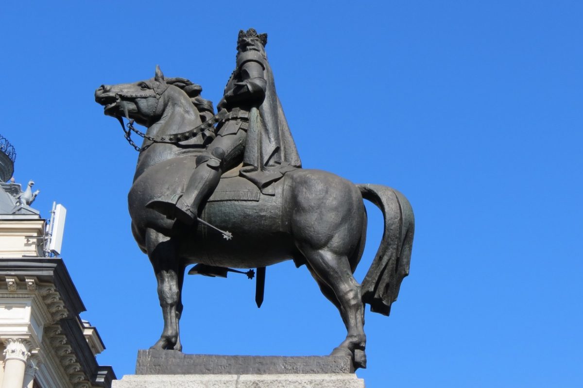 Equestrian statue of Wladyslaw Jagiello in Kraków Poland
