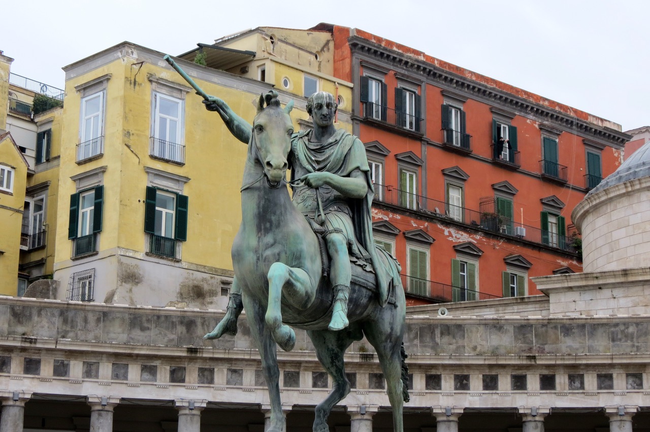 Equestrian statue of King of Naples Charles III of Bourbon in Naples Italy