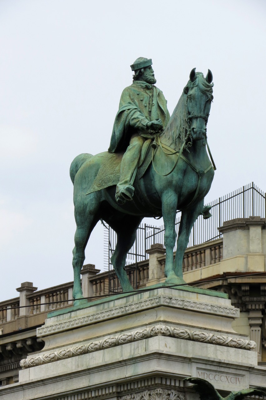 Equestrian statue of Giuseppe Garibaldi in Milan Italy