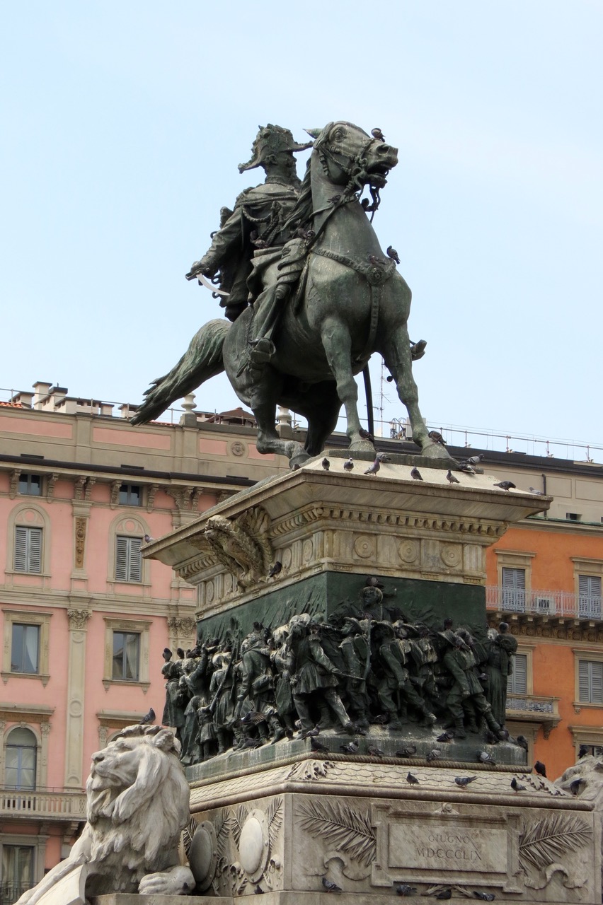 Equestrian statue of Vittorio Emanuele ll in Milan Italy