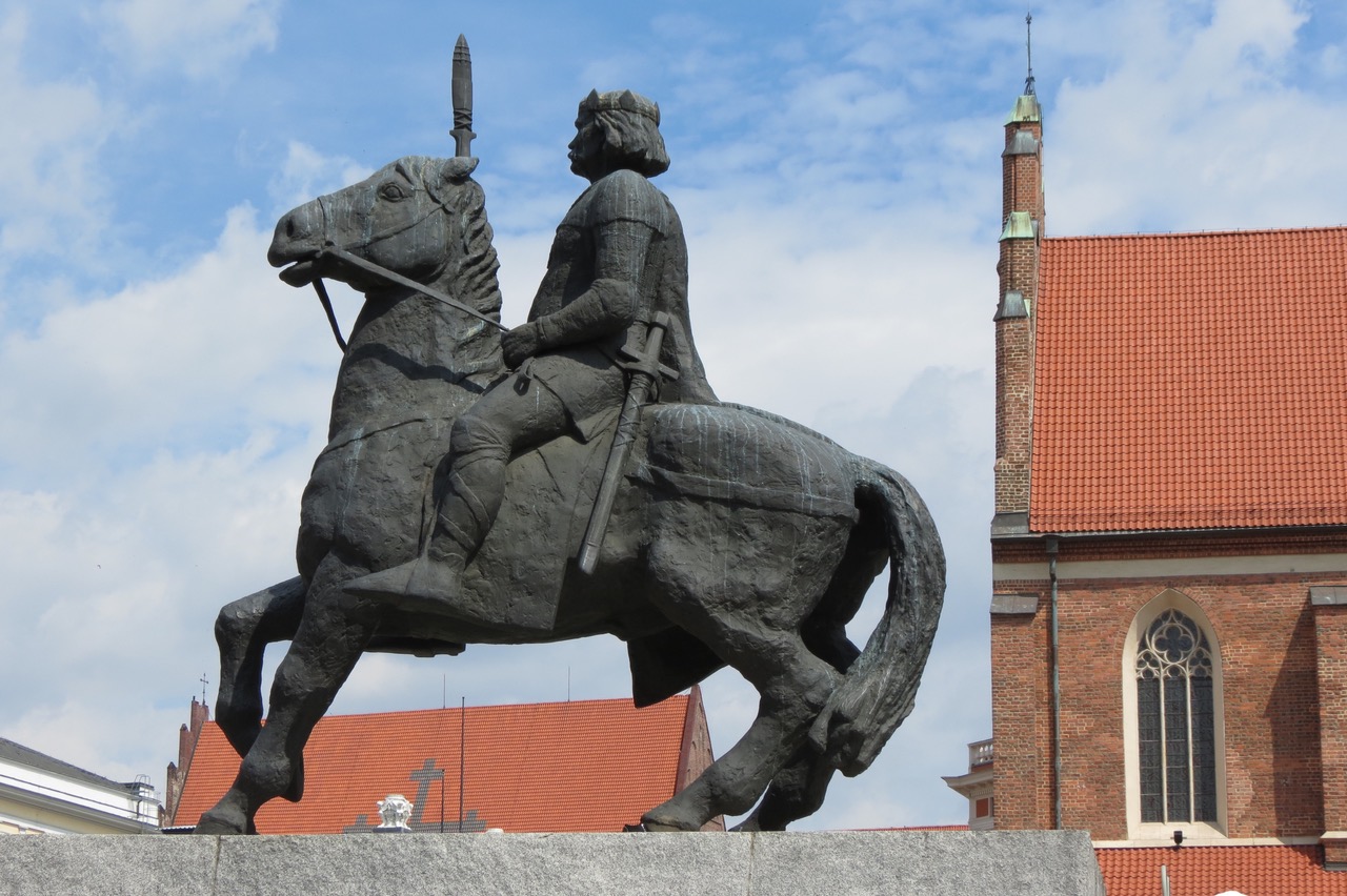 Equestrian statue of Boleslaw Chrobry in Wroclaw Poland