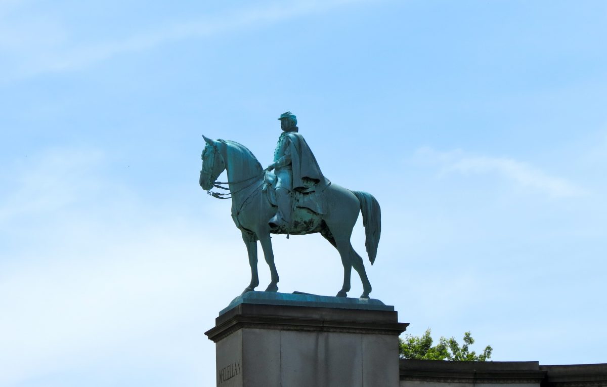 Equestrian statue of George Brinton McClellan in PA Philadelphia US