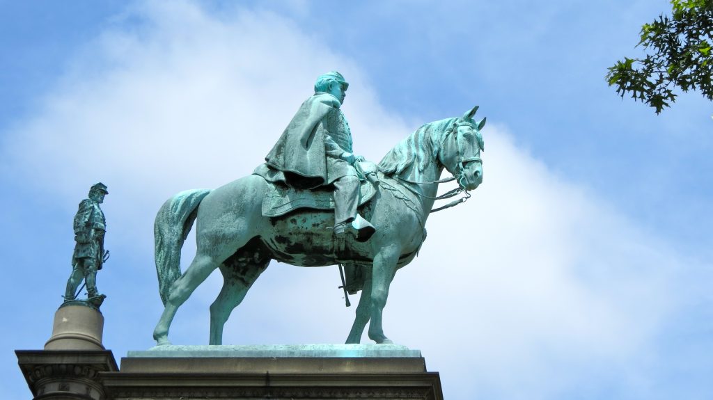 Equestrian statue of George Brinton McClellan in PA Philadelphia US