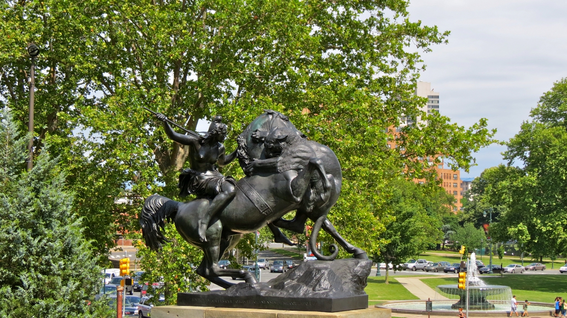 Equestrian statue of Amazon in PA Philadelphia US
