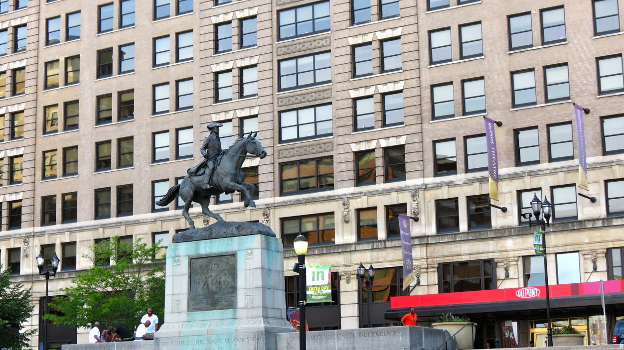 Equestrian statue of Caesar Rodney in DE Wilmington US