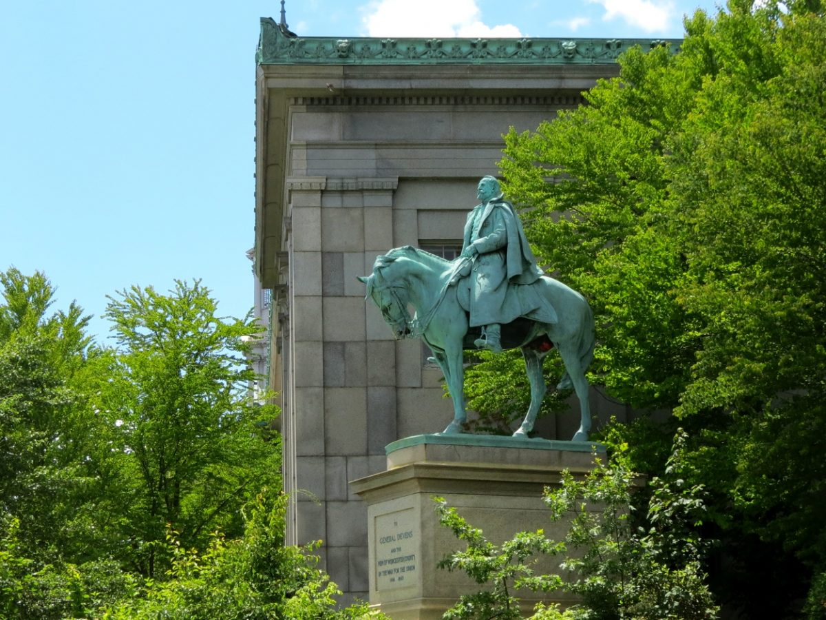 Equestrian statue of Charles Devens in MA Worcester US