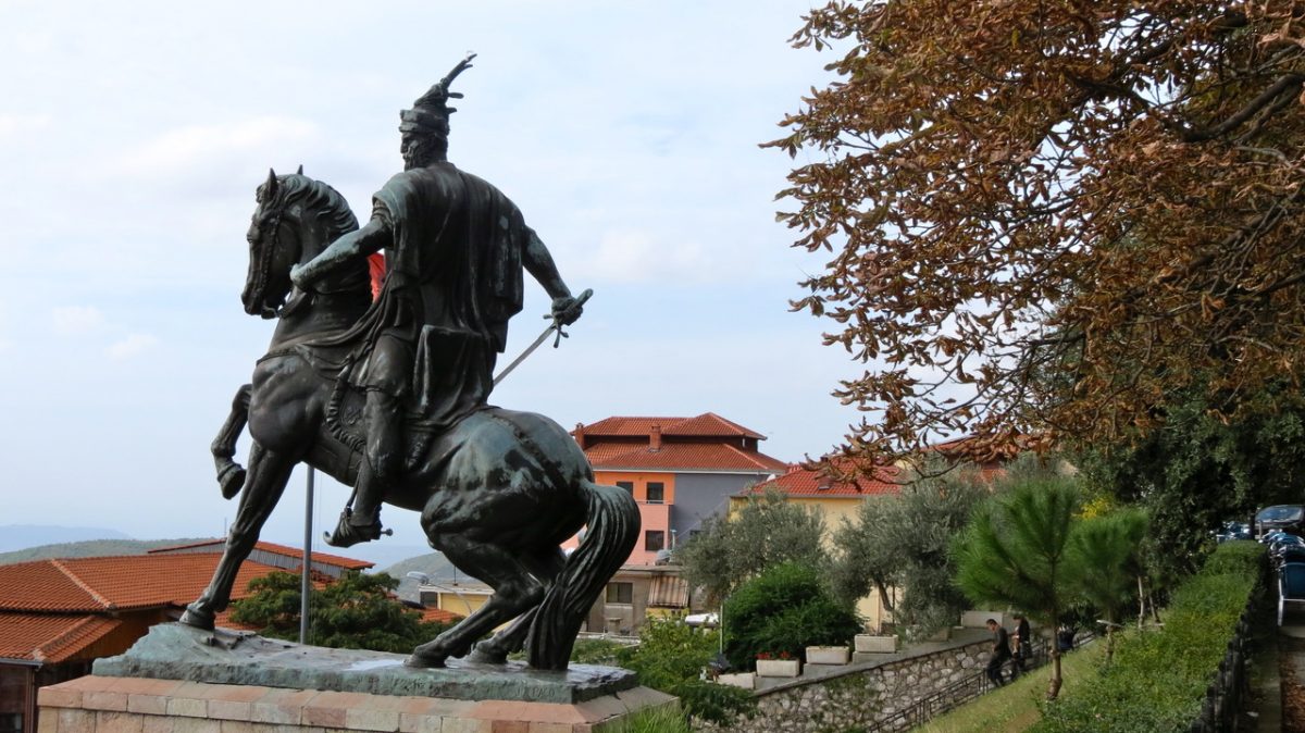 Equestrian statue of George Kastrioti Skanderbeg in Krujë Albania