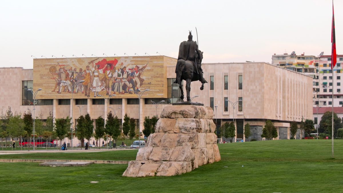 Equestrian statue of George Kastrioti Skanderbeg in Tirana Albania