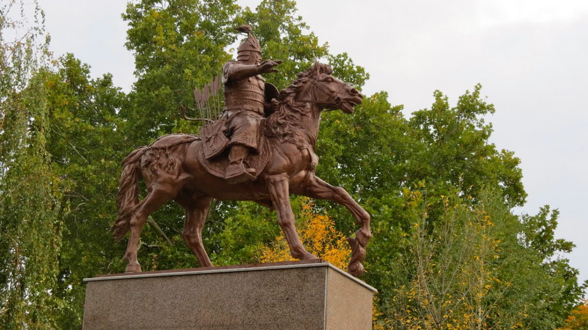 Equestrian statue of Asparuh in Strelcha Bulgaria