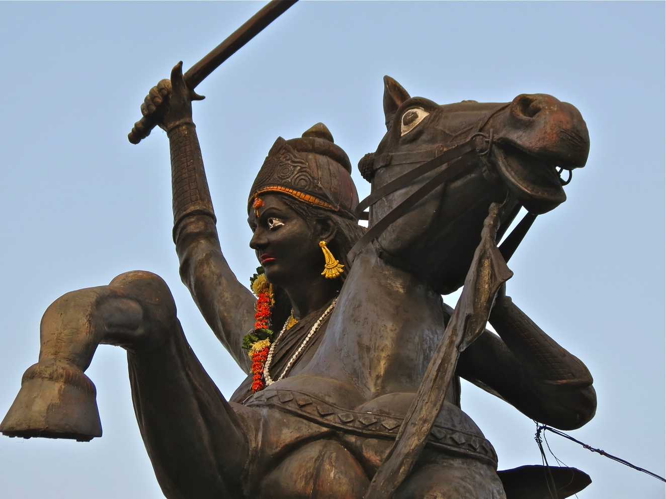 Equestrian statue of Rani of Jhansi Lakshmibai in Agra, Uttar Pradesh India