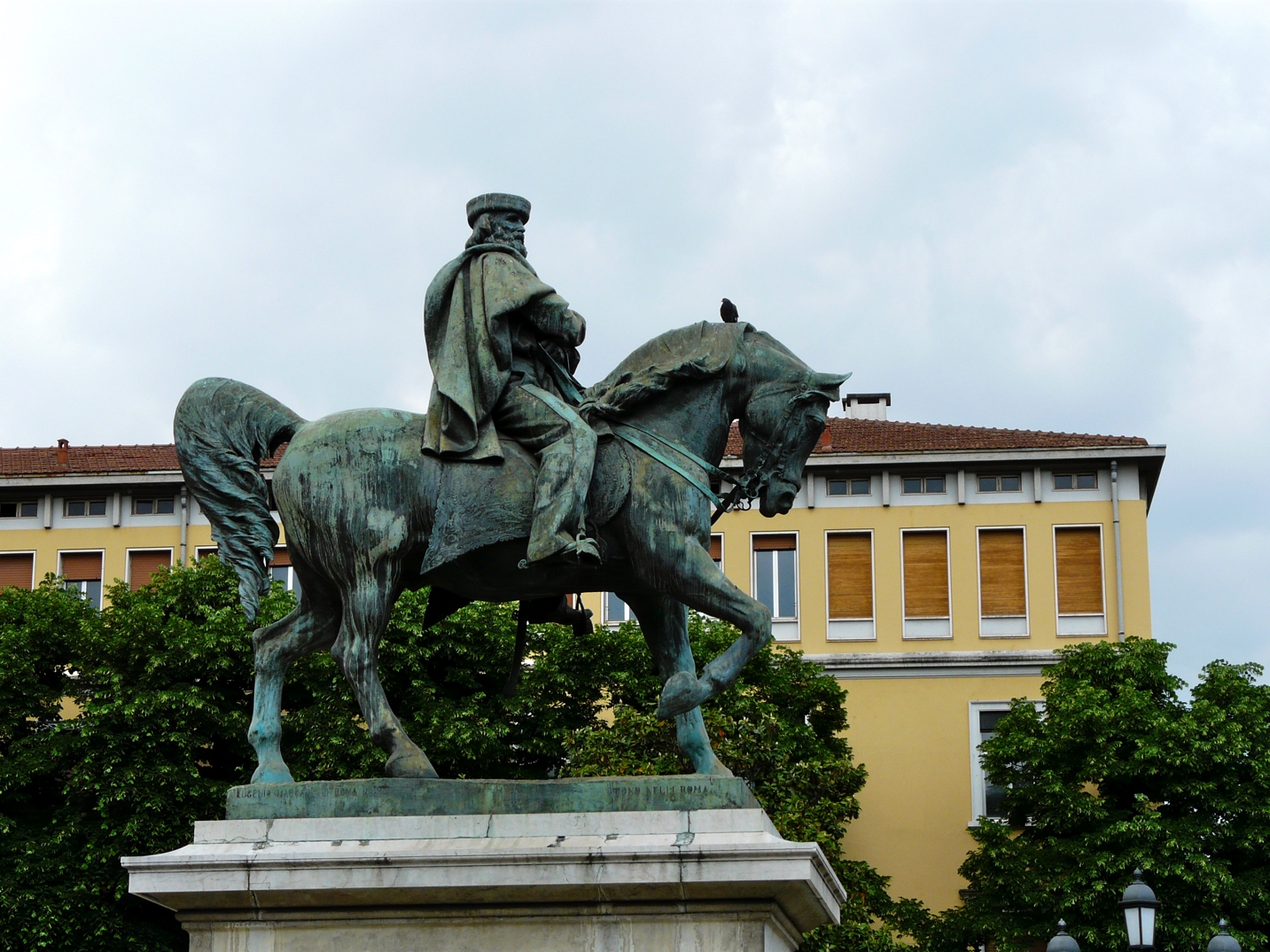 Equestrian statue of Giuseppe Garibaldi in Brescia Italy