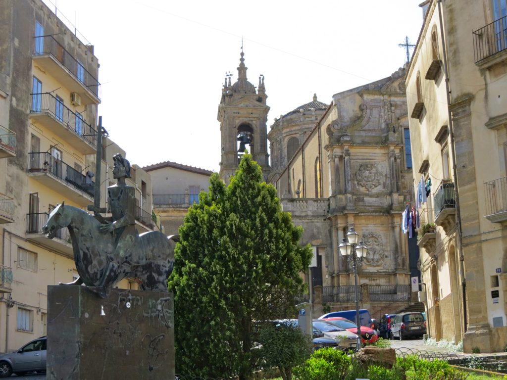 Equestrian statue of Gualtiero di Caltagirone in Caltagirone Italy