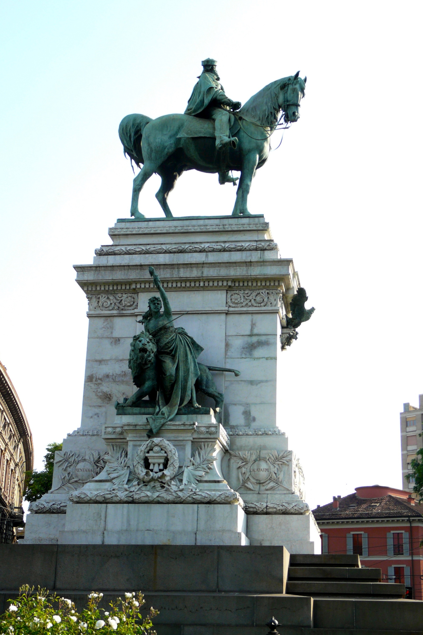 Equestrian statue of Giuseppe Garibaldi in Milan Italy