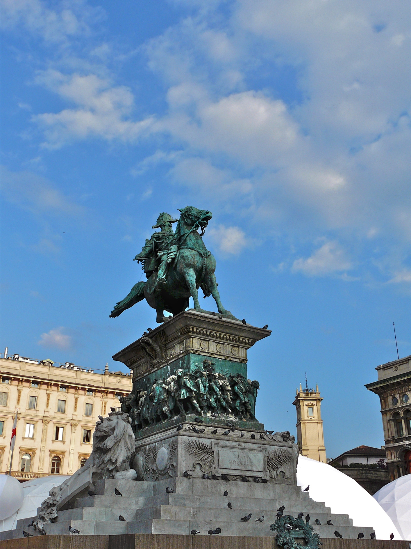 Equestrian statue of Vittorio Emanuele ll in Milan Italy