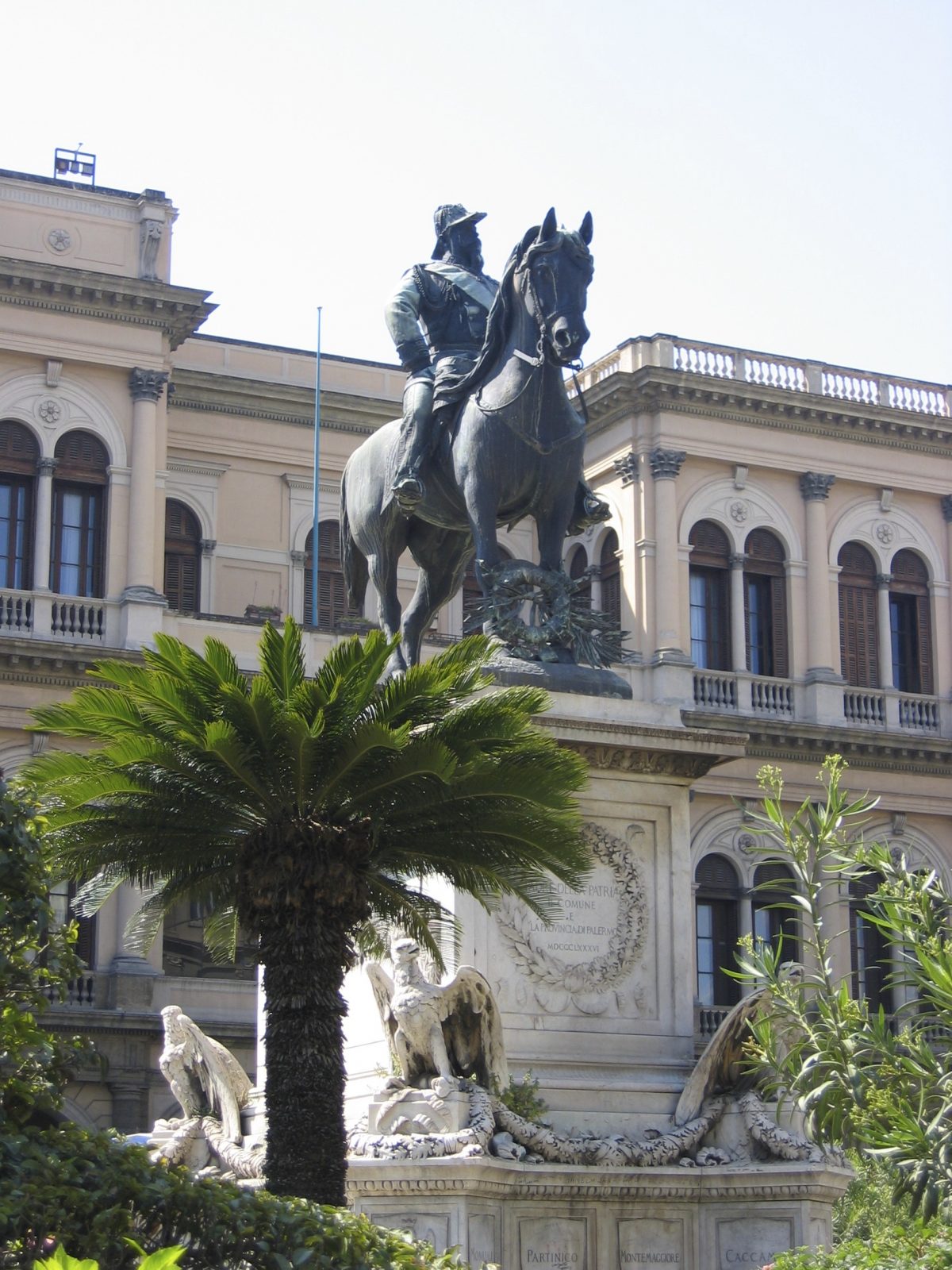 Equestrian statue of Vittorio Emanuele ll in Palermo Italy