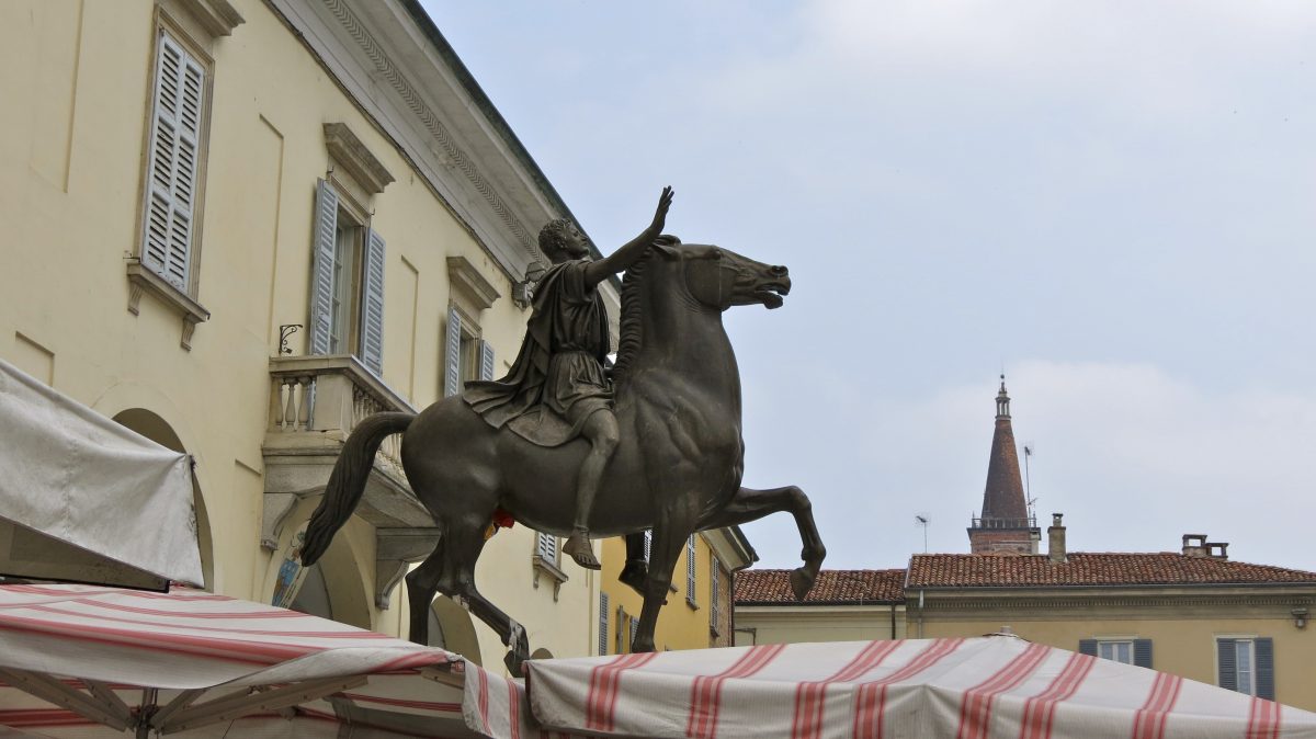 Equestrian statue of Regisole in Pavia Italy