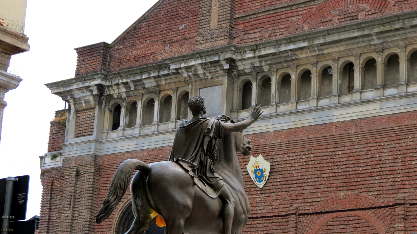Equestrian statue of Regisole in Pavia Italy