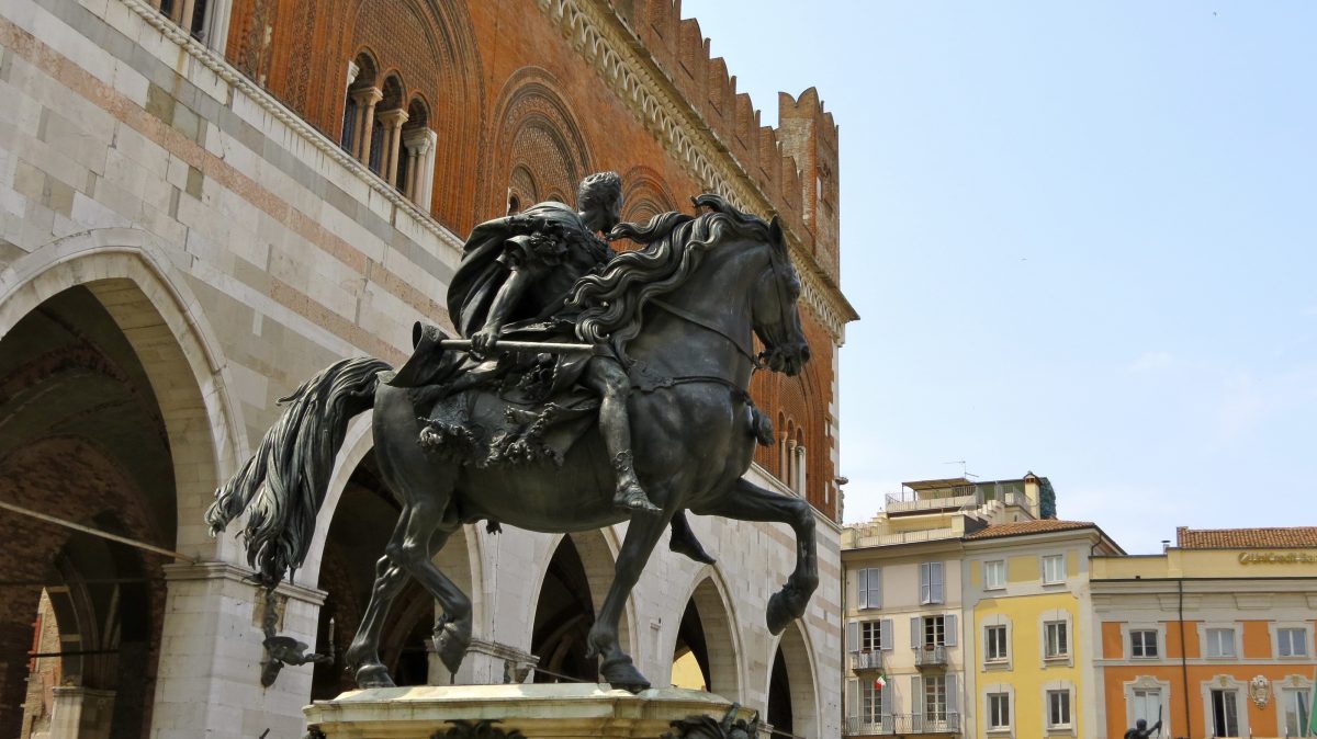 Equestrian statue of Alessandro Farnese in Piacenza Italy