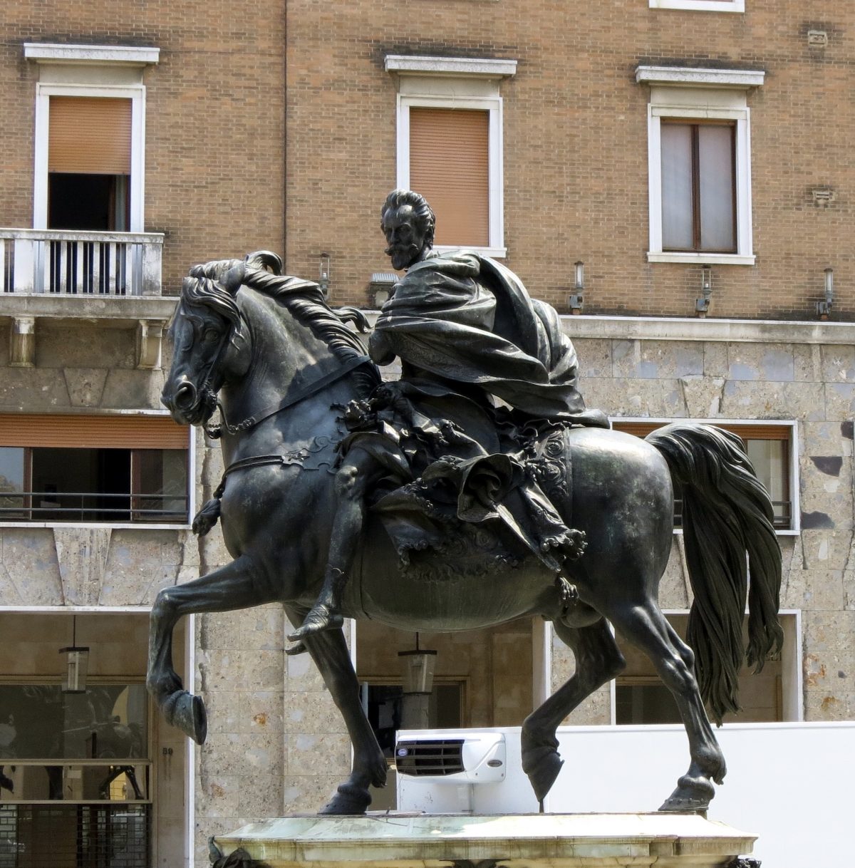 Equestrian statue of Alessandro Farnese in Piacenza Italy