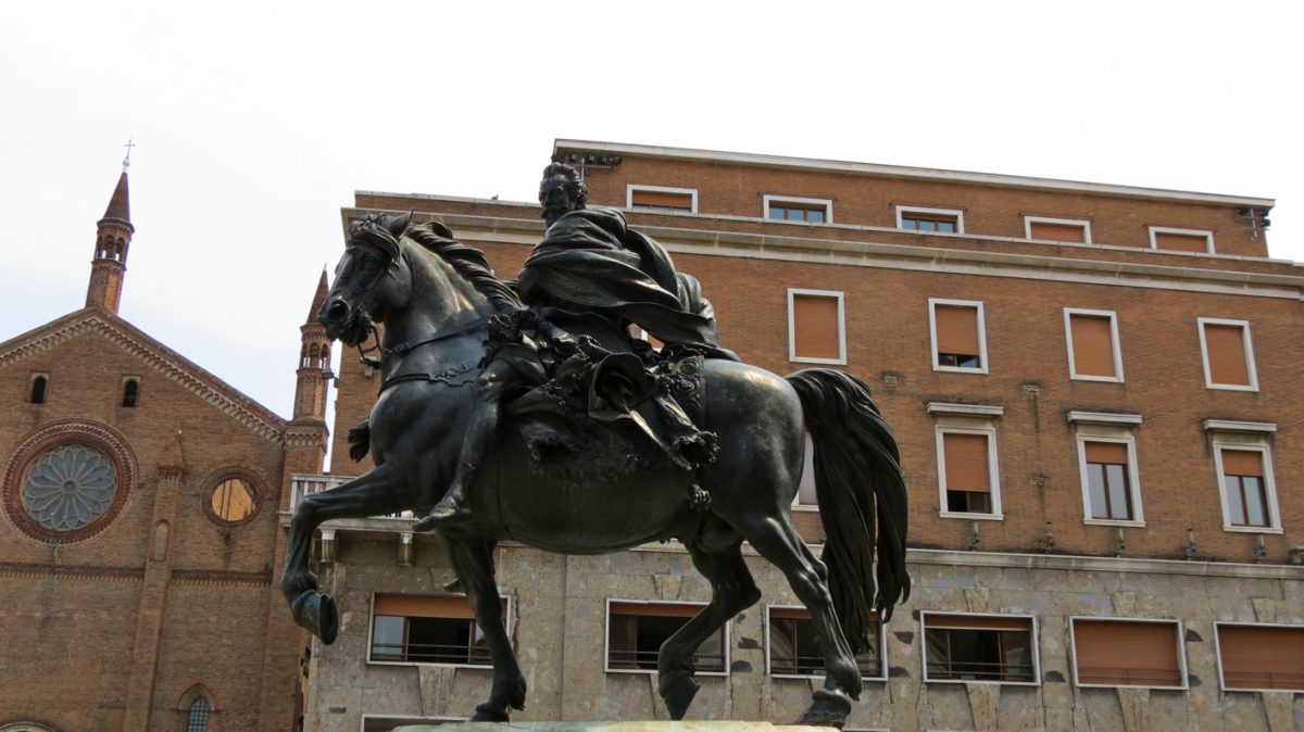 Equestrian statue of Alessandro Farnese in Piacenza Italy