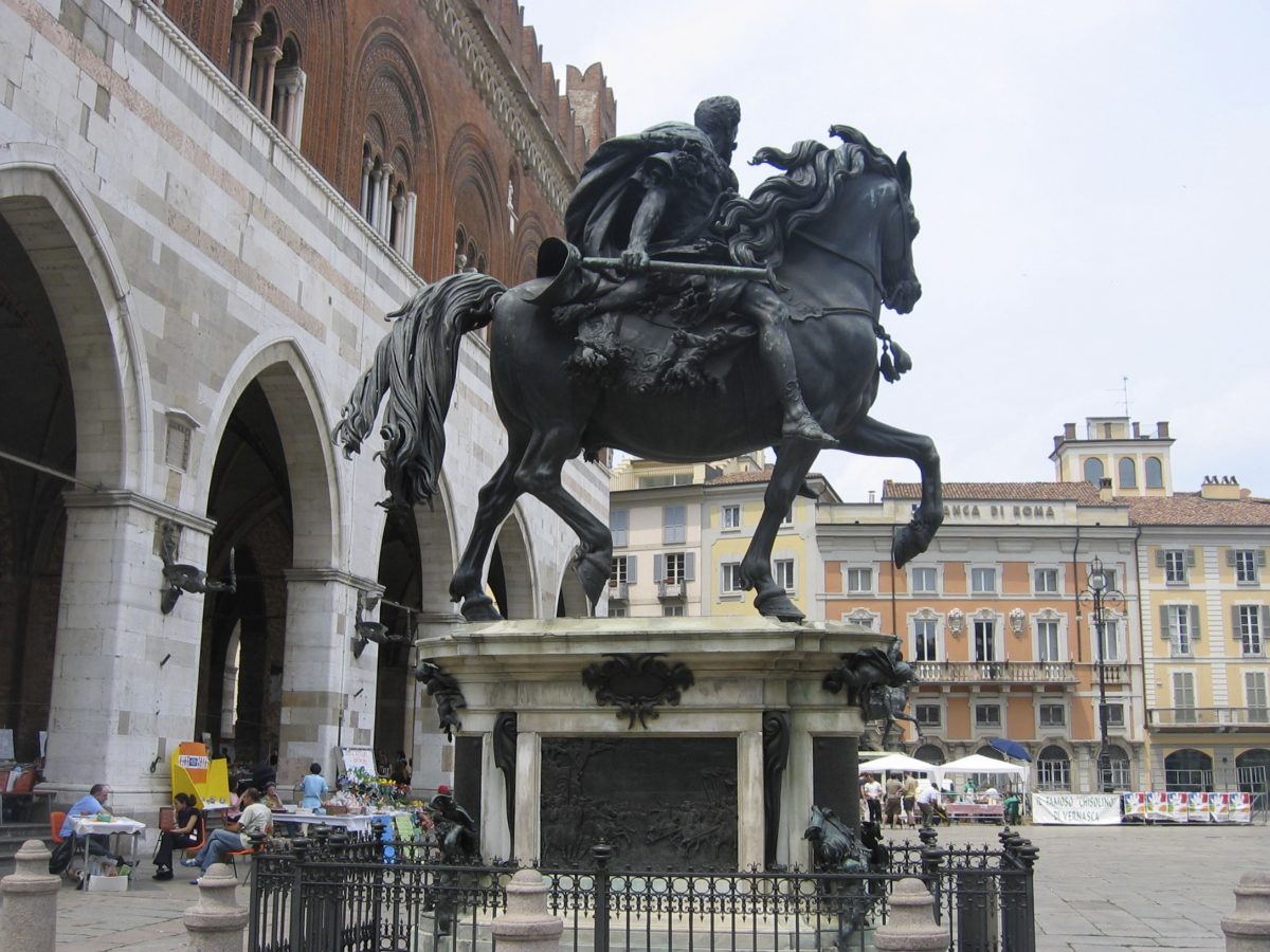 Equestrian statue of Alessandro Farnese in Piacenza Italy