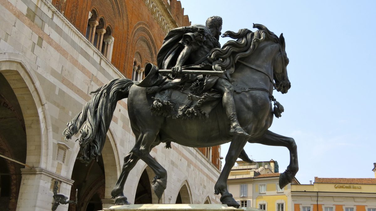 Equestrian statue of Alessandro Farnese in Piacenza Italy