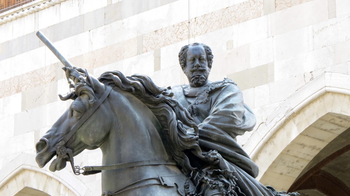 Equestrian statue of Ranuccio Farnese in Piacenza Italy