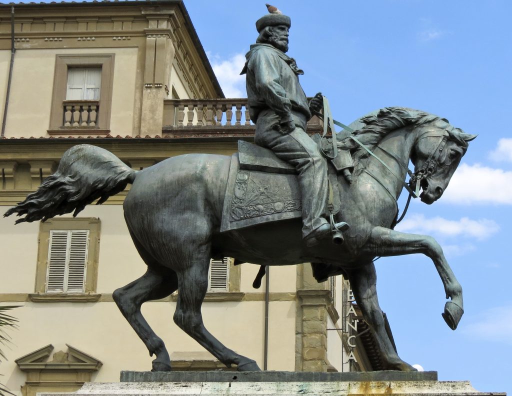 Equestrian statue of Giuseppe Garibaldi in Pistoia Italy