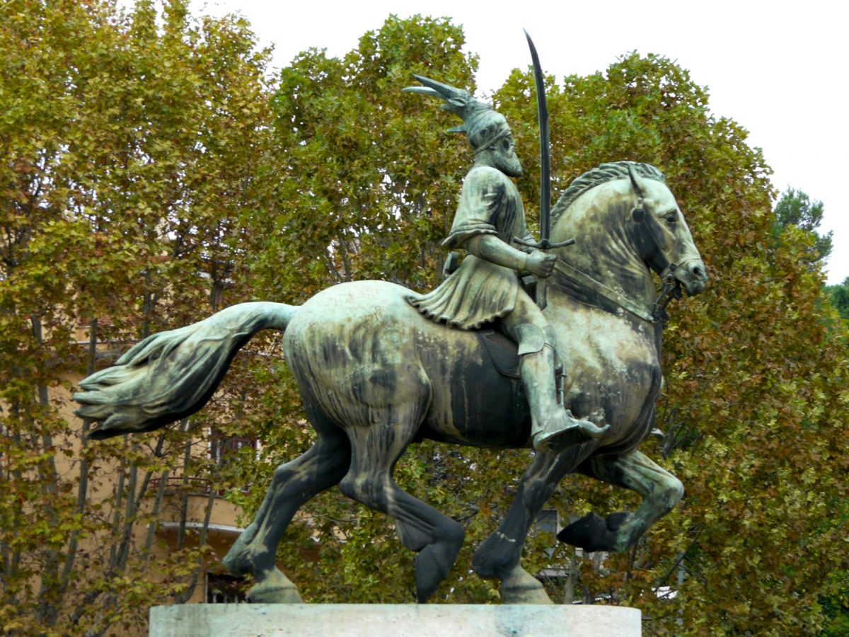 Equestrian statue of George Kastrioti Skanderbeg in Rome Italy