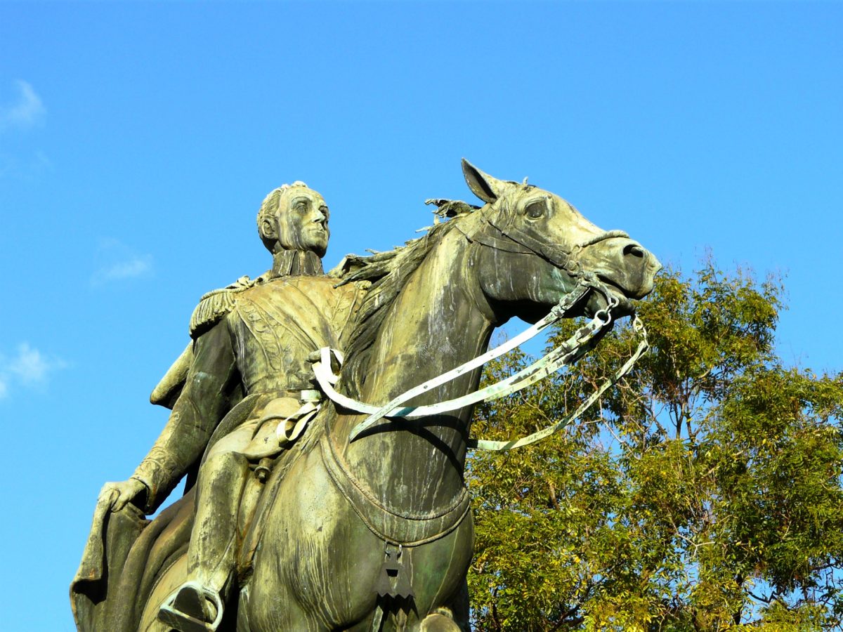 Equestrian statue of Simon Bolivar in Rome Italy