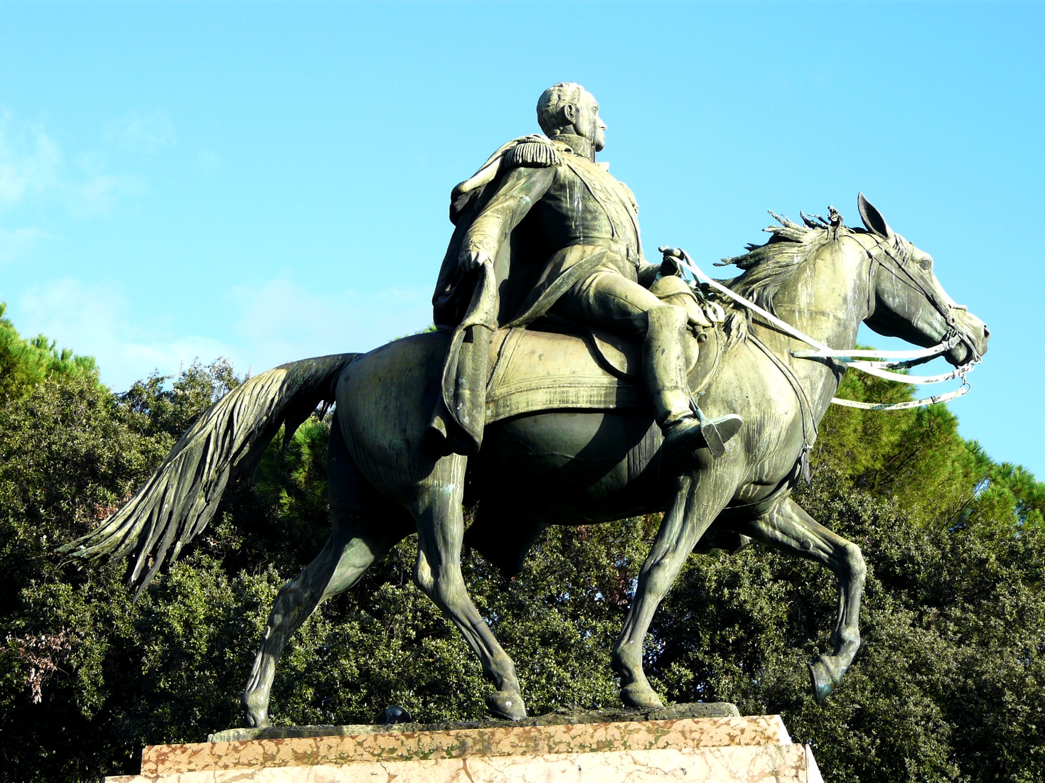 Equestrian statue of Simon Bolivar in Rome Italy