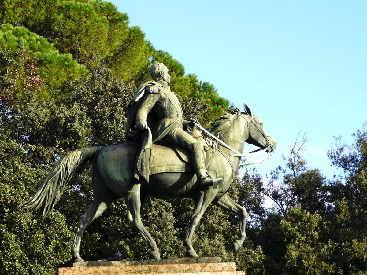 Equestrian statue of Simon Bolivar in Rome Italy
