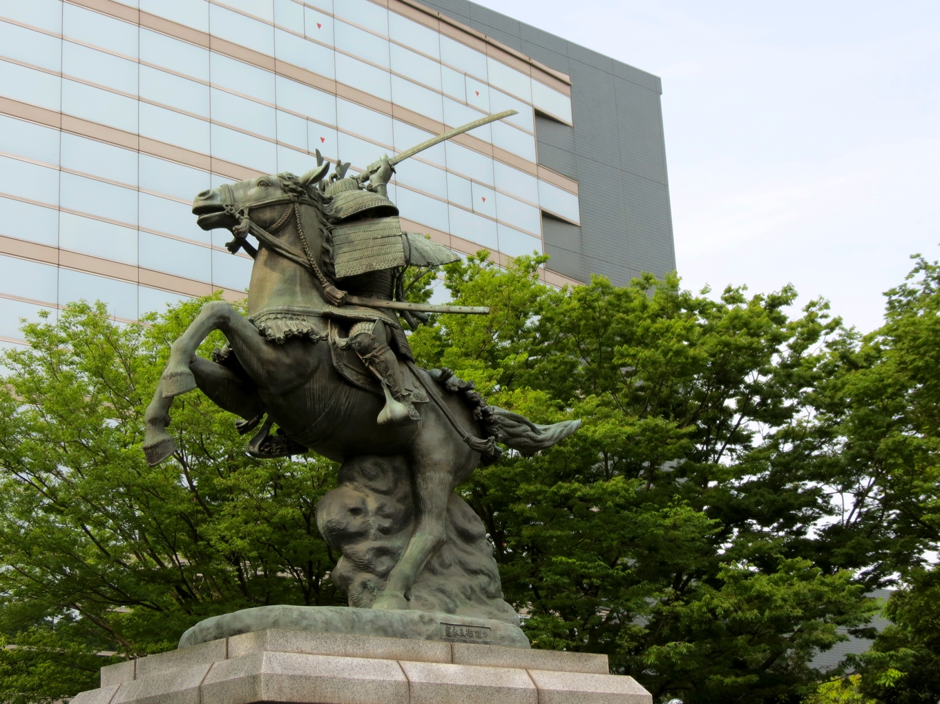 Equestrian statue of Yoshida Nitta in Fuchu Japan