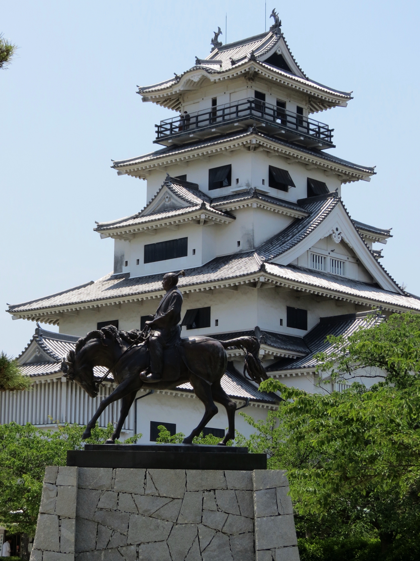 Equestrian statue of Todo Takatora in Imabari Japan