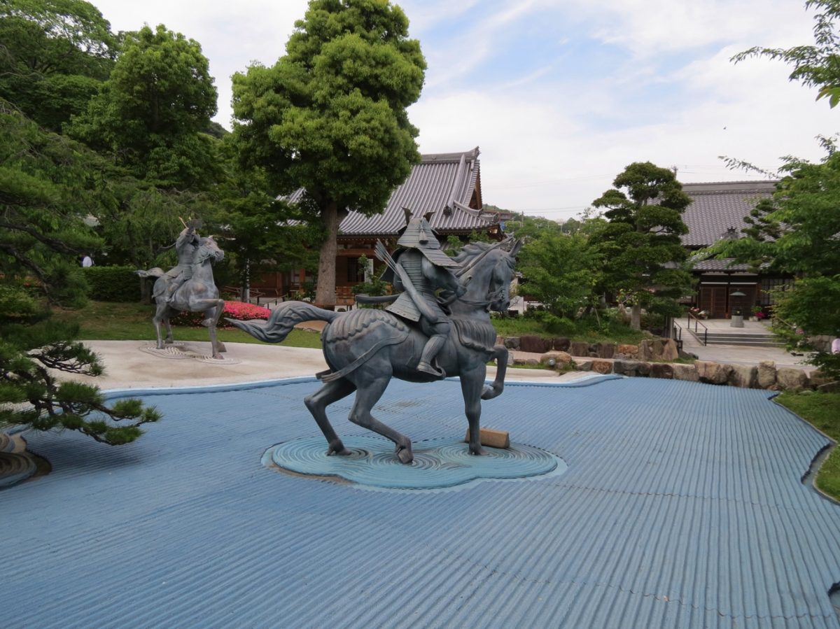 Equestrian statue of Taira no Atsumori in Kobe Japan