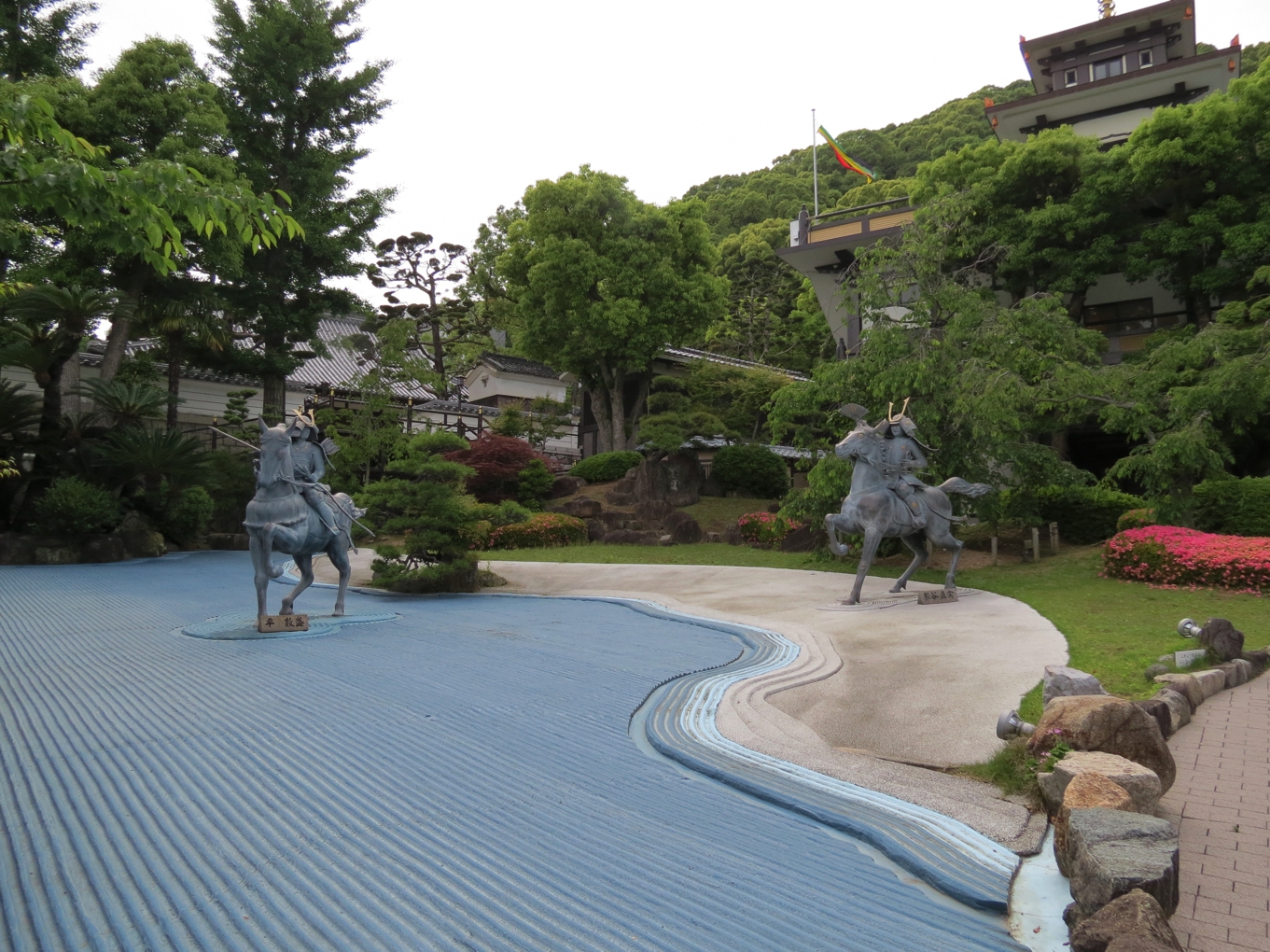 Equestrian statue of Taira no Atsumori in Kobe Japan