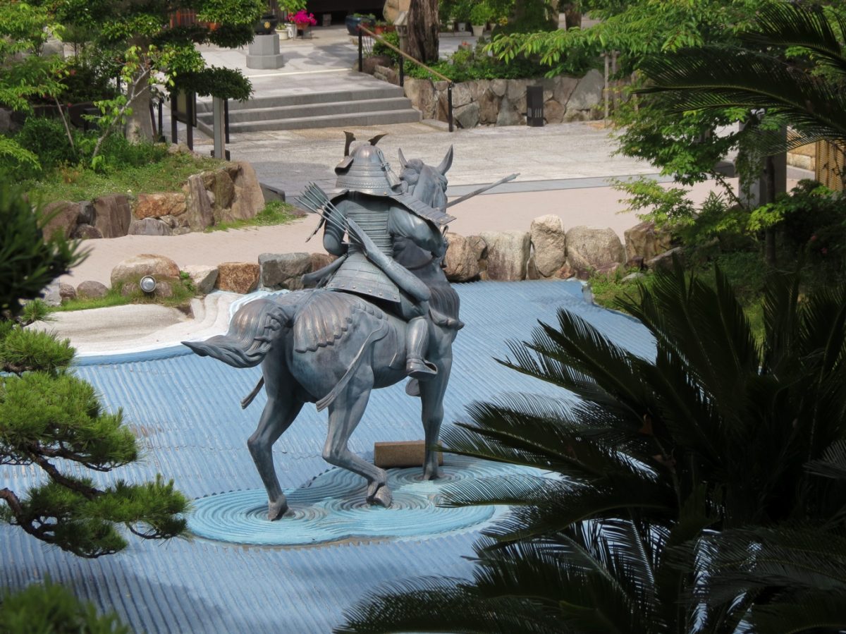Equestrian statue of Taira no Atsumori in Kobe Japan